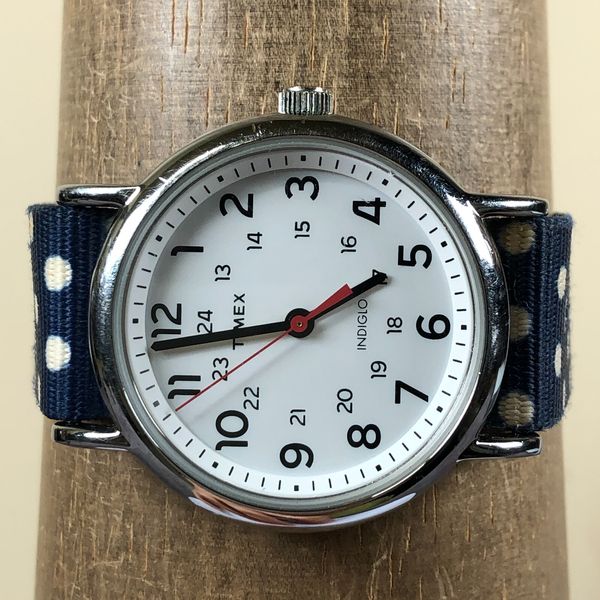 Timex Weekender Women TW2P66000 Blue Polka Dot Nylon 38mm Quartz Watch ...