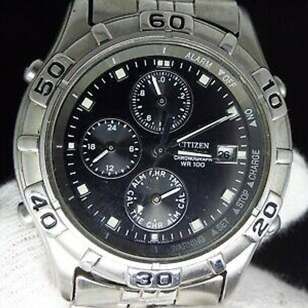 VINTAGE CITIZEN NON DIGITAL WATCH ECODRIVE ALARM WR 100 0870-H11691 ...