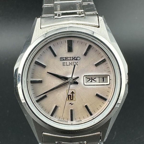 1974 Seiko Elnix Men's Quartz JDM Day Date St. Steel Silver Dial 37mm ...