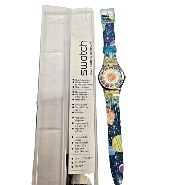 SWATCH QUARTZ IS S.O. THERE GM148 WATCH SWISS SUN MOON PLANETS STARS ...