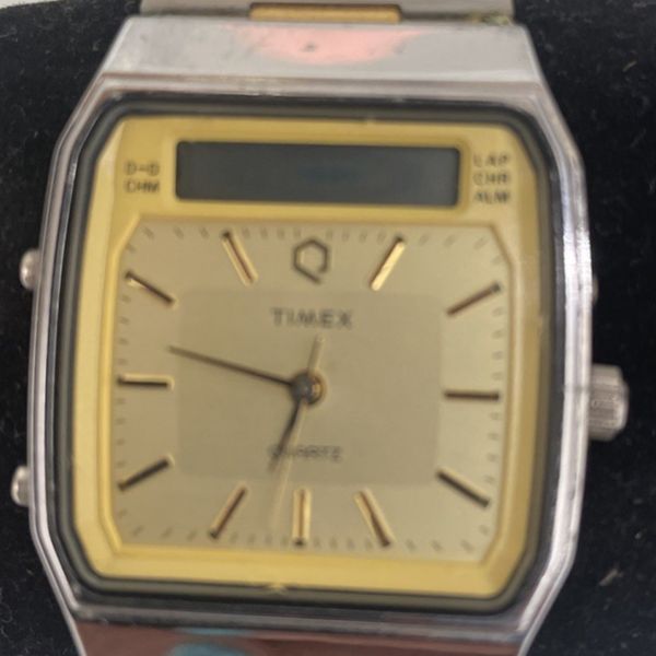 Vintage Timex V Cell Water Resistant Stainless Steel Watch Gold Face ...