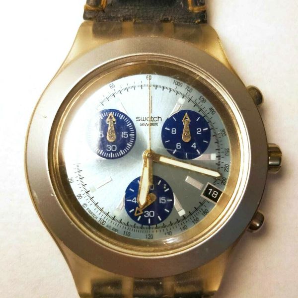 SWATCH AG 2001 Back ALUMINUM Irony Diaphane Chrono Men's Swiss Watch ...