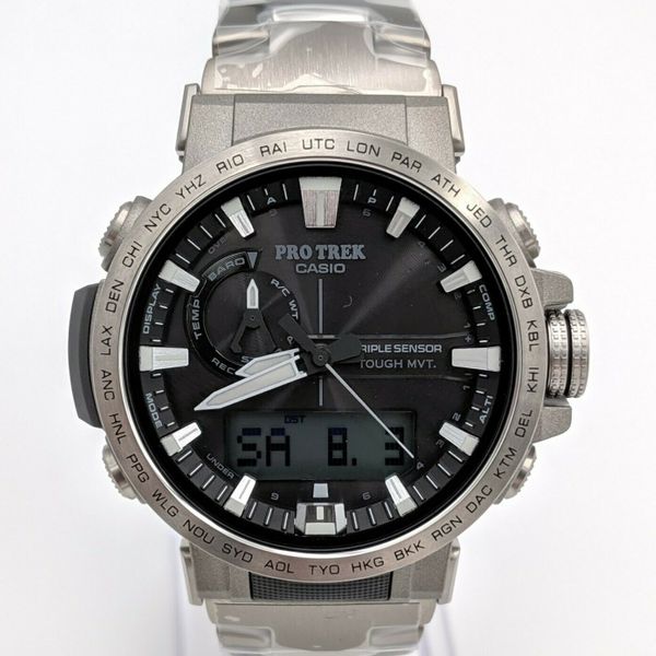 Casio Pro Trek Titanium Band PRW-60T-7ACR Solar Atomic Triple Sensor ...
