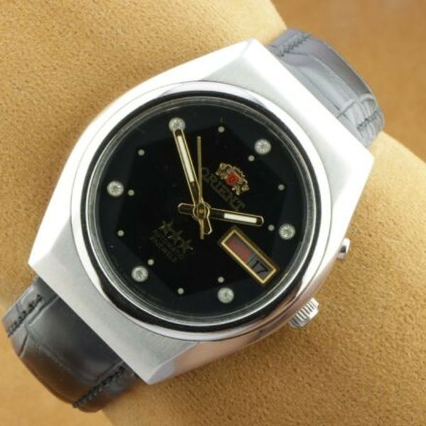VINTAGE ORIENT 46943 AUTOMATIC MEN'S JAPAN WORKING WRIST WATCH ...36MM ...