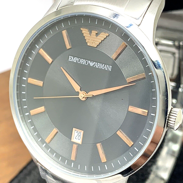 Emporio Armani Men's Watch AR2514 Quartz Gray Dial Silver Stainless ...