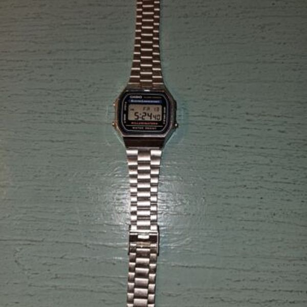 Vintage 1990's Casio A168 Stainless Steel Digital Watch, Black Face ...