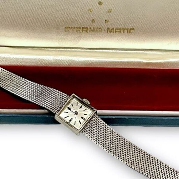 1970s ETERNA-MATIC Ladies Watch 18k White Gold Original Case Family ...