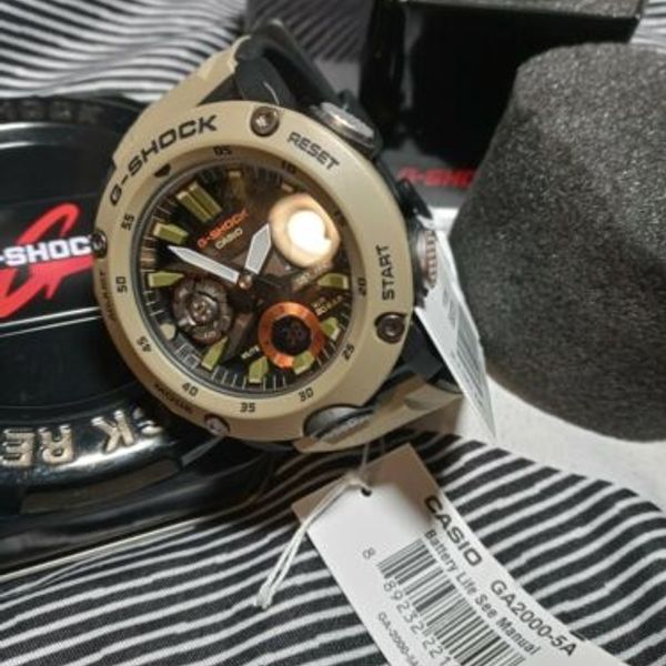 Casio G-Shock GA-2000-5A Carbon Core Ultility Army Tan Desert Beige ...