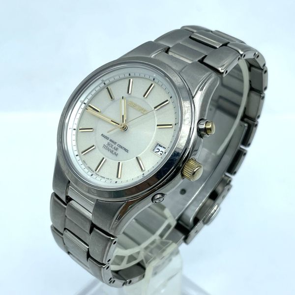 SEIKO Radio Wave Control Solar Titanium Men's Watch 2.4oz Silver Dial ...