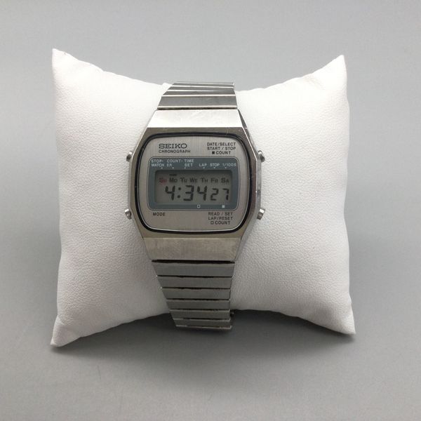 Vintage Seiko Chronograph Digital Watch 33mm Mens New Battery 7.25 ...