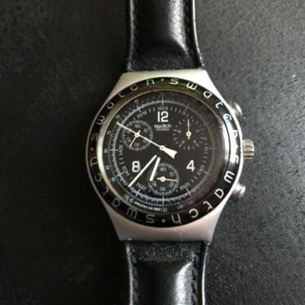 VINTAGE SWISS ALUMINUM CHRONOGRAPH QUARTZ MEN'S WATCH "SWATCH" IRONY ...