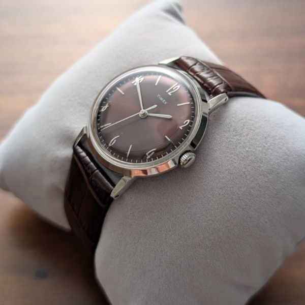 EX-REVIEW Timex Marlin 34mm Reissue Chocolate Brown Hand-Wound Steel ...