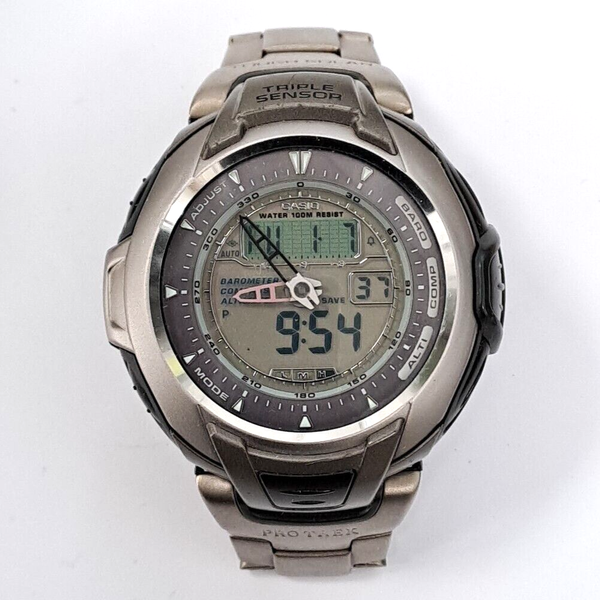 Casio Protrek (2767) PRG-60T Triple Sensor Solar Power Watch Titanium Strap | WatchCharts ...