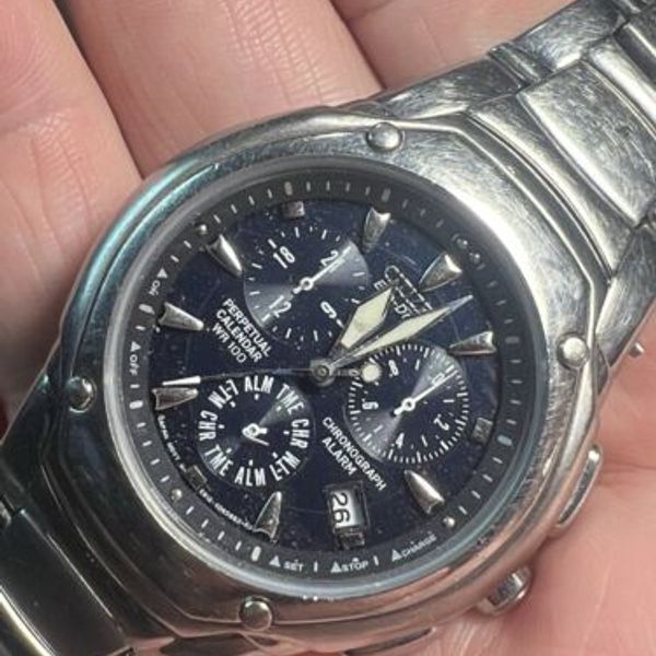 Citizen Eco Drive Chronograph Perpetual Calendar 100WR Stainless Steel ...