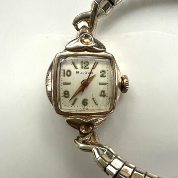 Vintage Bulova Ladies Wrist Watch M7 10K Gold Plated, Seconds Hand ...
