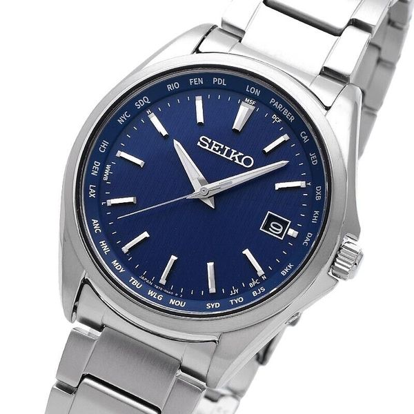 Seiko Selection SBTM289 Blue Dial Titanium Solar Atomic Radio Men Watch ...