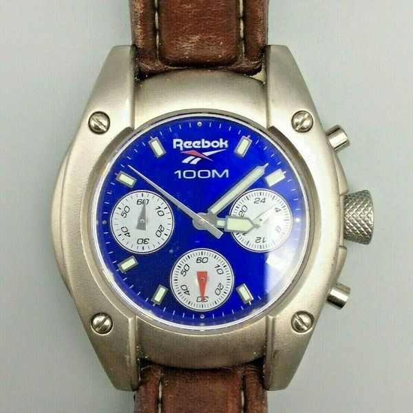 Reebok Watch Men Brushed Silver Tone Chronograph Water Resistant New ...