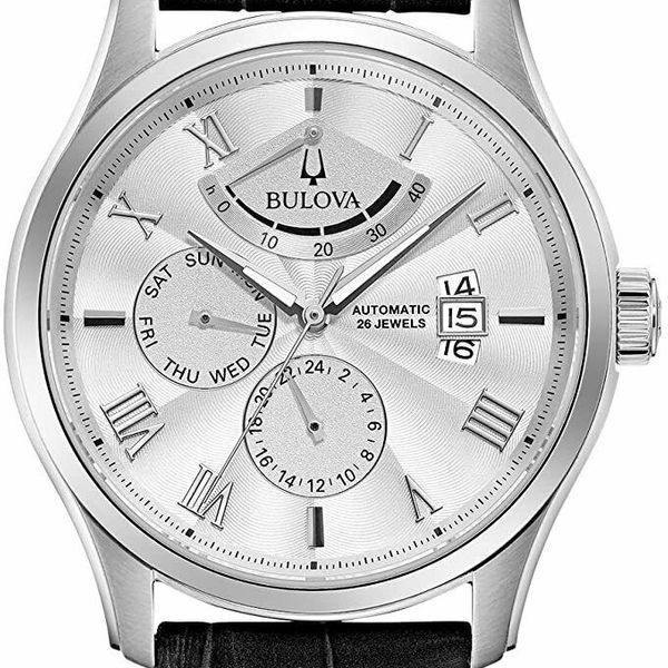 Bulova Men's 96C141 Automatic White Dial Multi Function Watch w ...