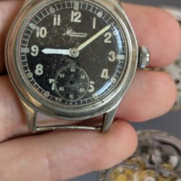 Minerva Service Watch WWII Vintage WWII Manual Wind Mechanical Military ...