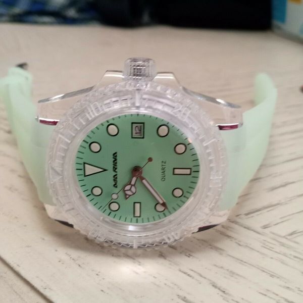 Plastic submariner see through green Swiss super lume watch | WatchCharts