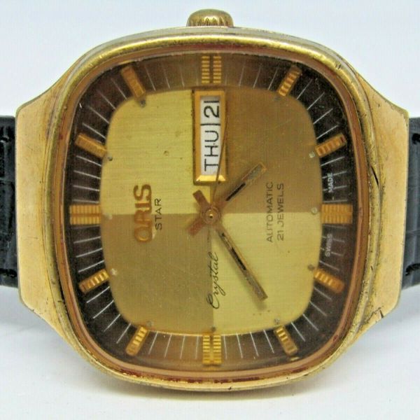 ORIS Star Crystal ETA-2879 21 Jewels Automatic Swiss Gold Plated Mens ...