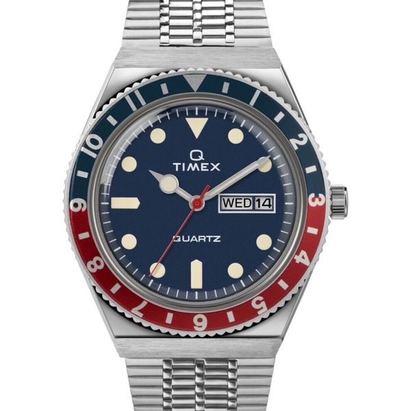 Timex Q Timex Reissue Quartz Blue Dial Two-tone Bezel Red/blue Watch ...