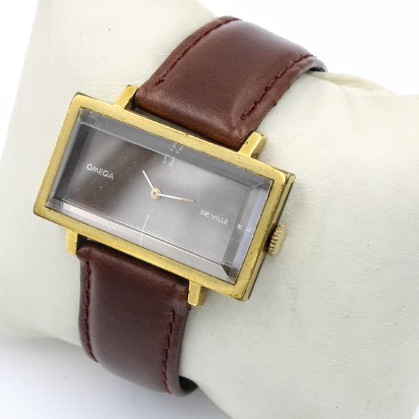 Omega De Ville Brown Rectangular Dial Mechanical Men's Wristwatch # ...