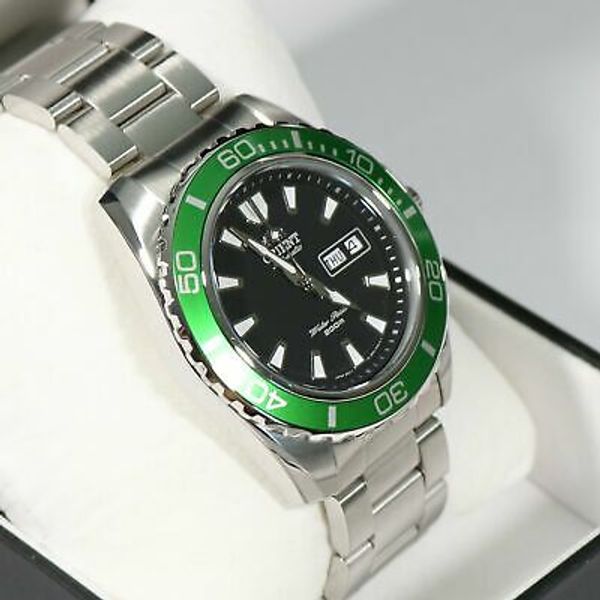 Orient Green Bezel Black Dial Classic Diver Men's Watch FEM75003B9 ...