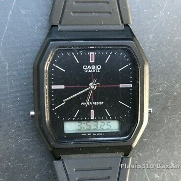 Rare 1989 CASIO AQ-8W (308) Dual Time Analog / Digital 32mm watch - New ...