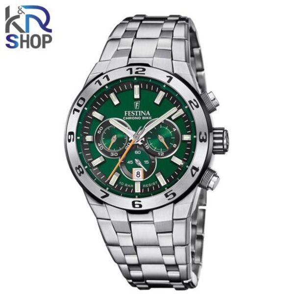 Festina Chrono Bike Green Men's Wristwatch Analogue Stainless Steel ...