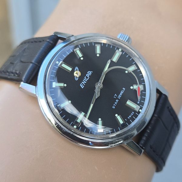 Vintage ENICAR men's manual wind watch AR-161 Rocket Second hand swiss ...