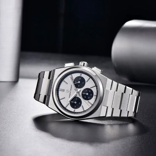 "PRX Panda" white dial PAGANI DESIGN chronograph bracelet sapphire 40MM ...
