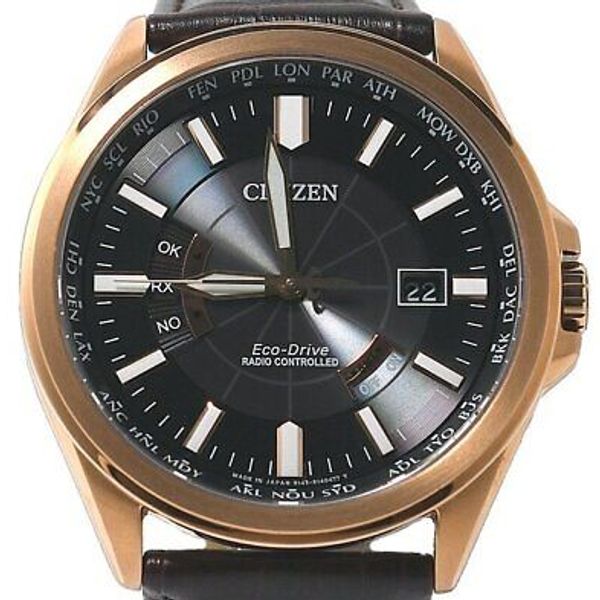 CITIZEN Eco-Drive CB0012-07E Solar Radio Black Dial Rose Gold Plated ...