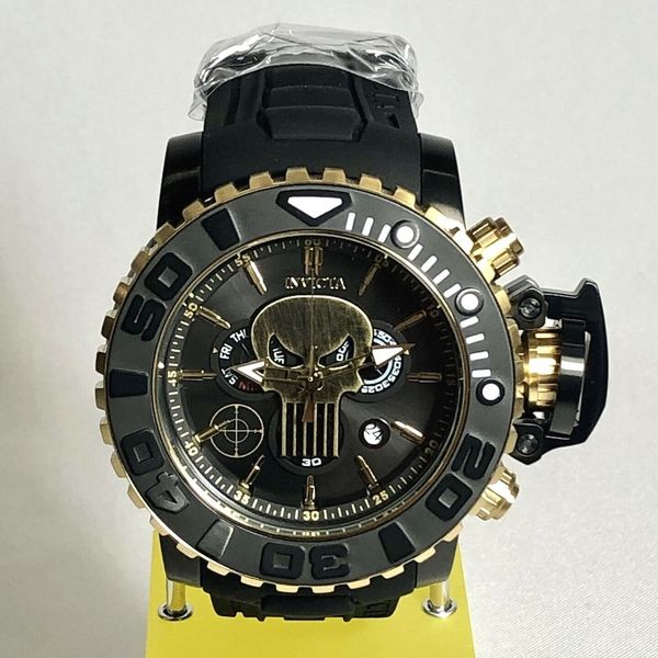 INVICTA 26787 *MARVEL PUNISHER LTD/3000*Men's 58mm Gold/Black Sea ...