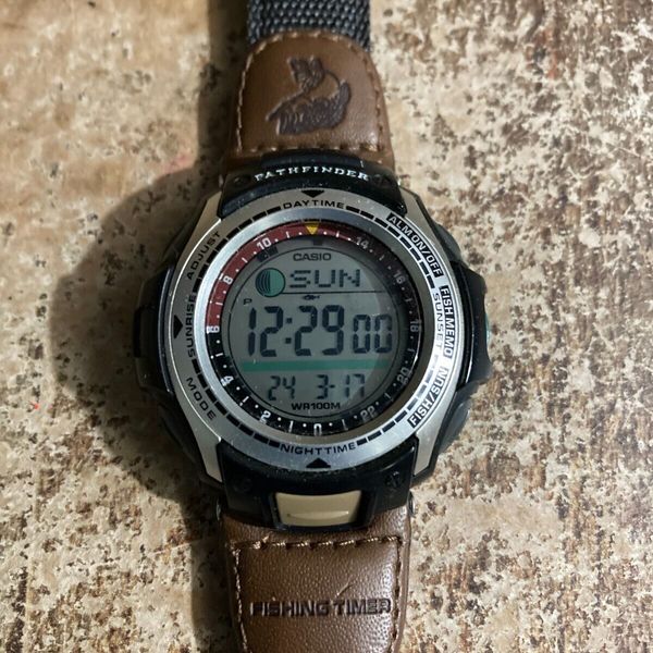 Casio Pathfinder Digital Watch 100M Fishing Timer 2632 PAS-400B Alarm ...