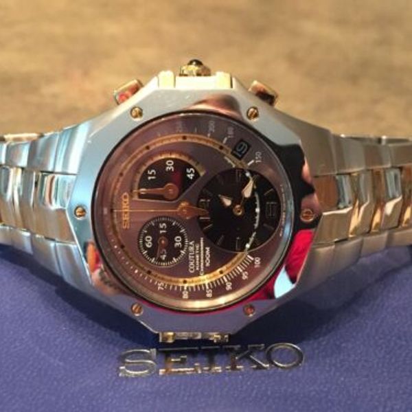 SEIKO COUTURA KINETIC CHRONO w/DATE & NEW CAPACITOR IN ORIGINAL BOX ...