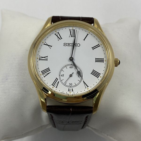 Seiko Essentials Quartz White Dial Brown Leather Strap Men's Watch ...