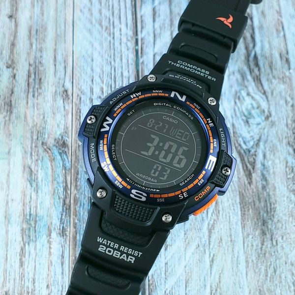 Casio SGW100-2B, Twin Sensor Watch, Compass, Thermometer, 200 Meter WR ...