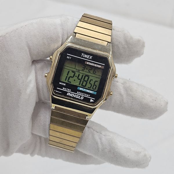 Vintage Timex 80 Indiglo Water Resistant Digital Watch With Stainless ...