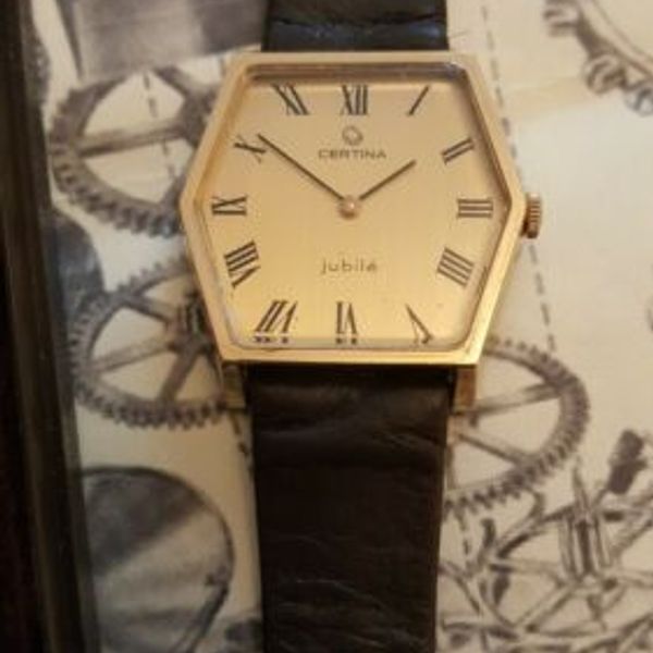 Very Rare hexagonal Certina Vintage Gold Plated, Mens Watch Peseux 7001 ...