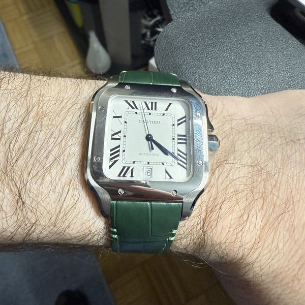 [WTS] Cartier Santos de Cartier large version official green alligator ...