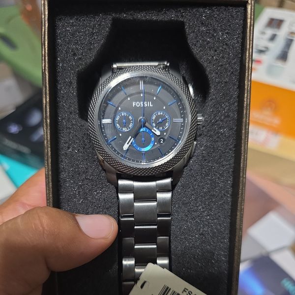 Fossil FS4931 Men's Machine Stainless Steel Smoke Chronograph Watch ...