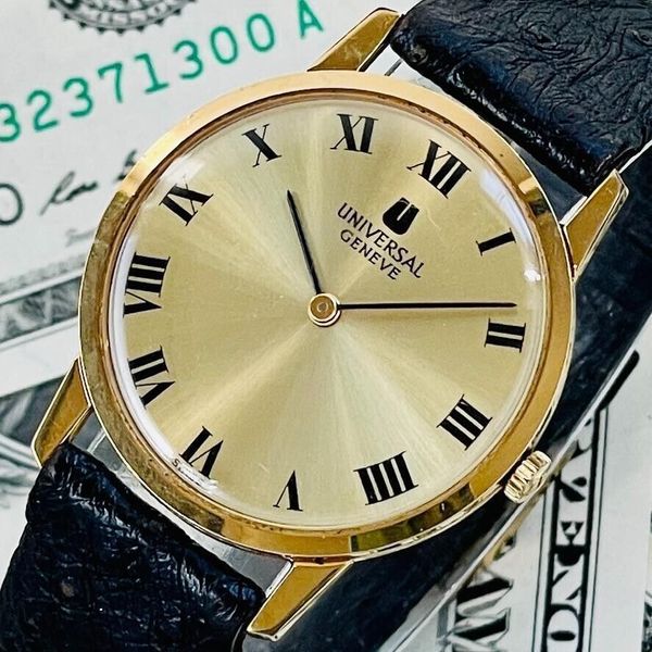 Universal Geneve Men's Watch Manual Winding Gold Dial Analog 2-hand Cal ...