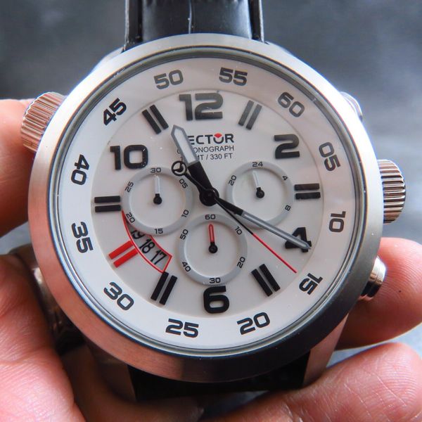 Sector Oversize Chronograph 24 Hours 100M Inner Rotate Bezel Quartz Men ...