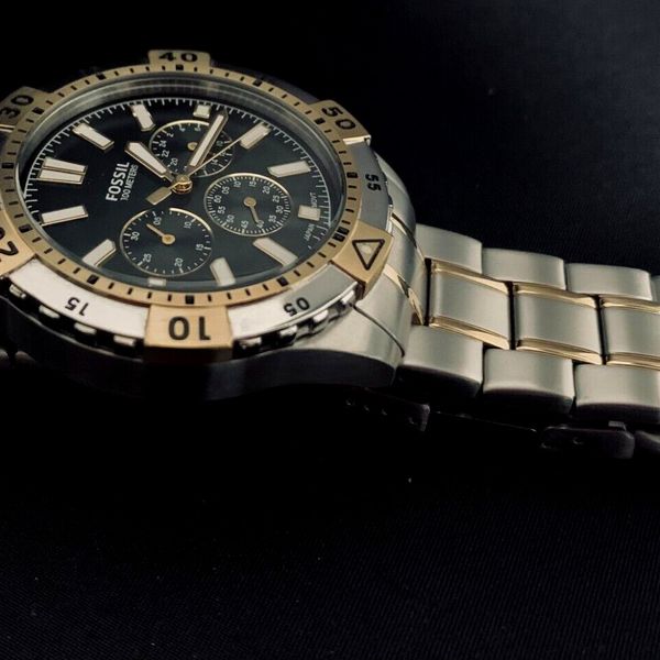 FOSSIL GARRETT FS5622 GREEN DIAL TWO-TONE STAINLESS STEEL CHRONOGRAPH ...