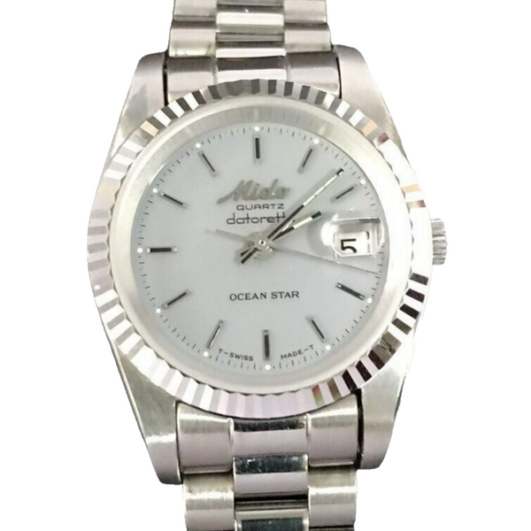 Mido Ocean Star Quartz Silver Tone Stainless Steel Lady's Watch SWISS ...