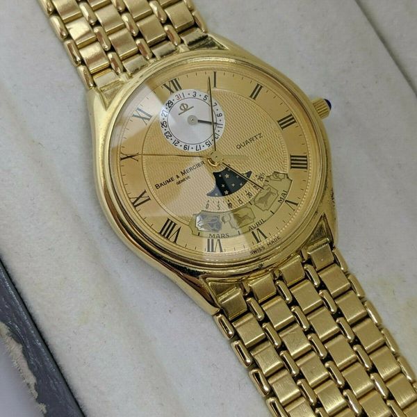 Baume & Mercier 15201 Zodiac Moon-phase 18K Gold Quartz Watch -32mm - 7 ...