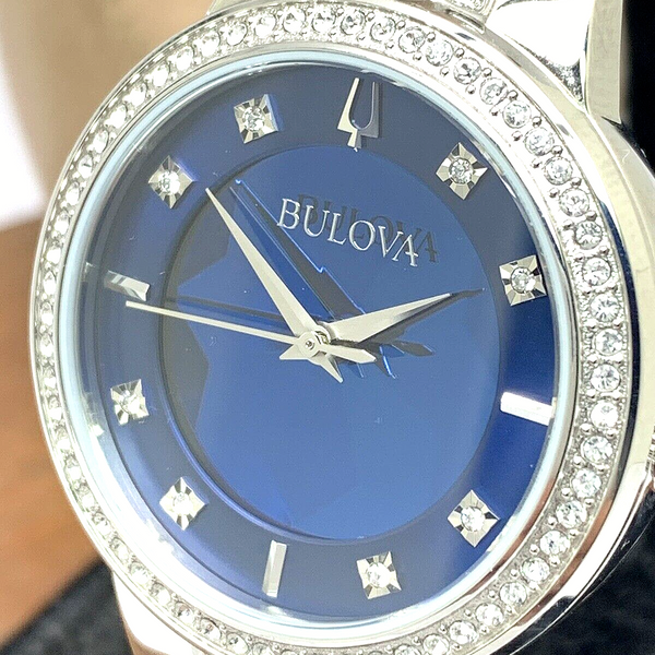 Bulova Women's Watch 96L276 Phantom Quartz Crystal Blue Dial 32.5mm ...
