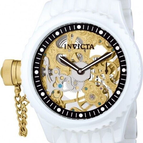 Invicta 1923 Men's White Ceramic Skeleton Dress Mechanical 47mm Watch ...