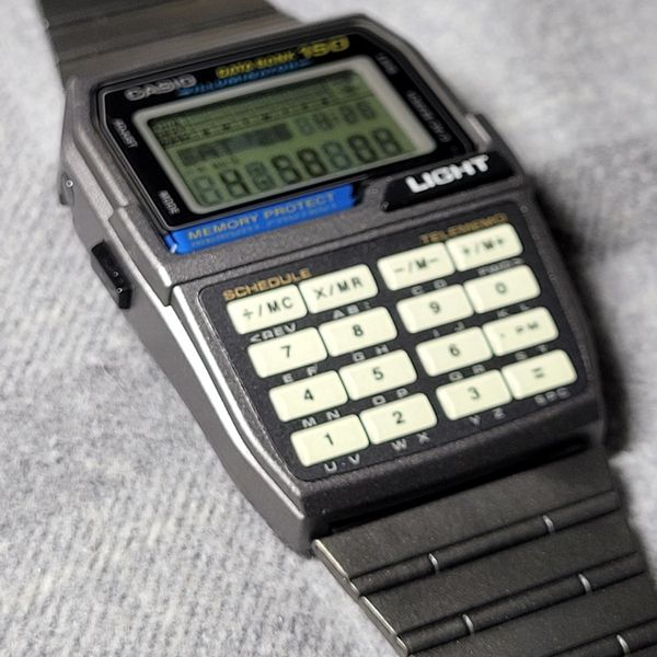 Casio DBC-1500B Gunmetal Databank 150 Telememo Vintage Digital Watch ...
